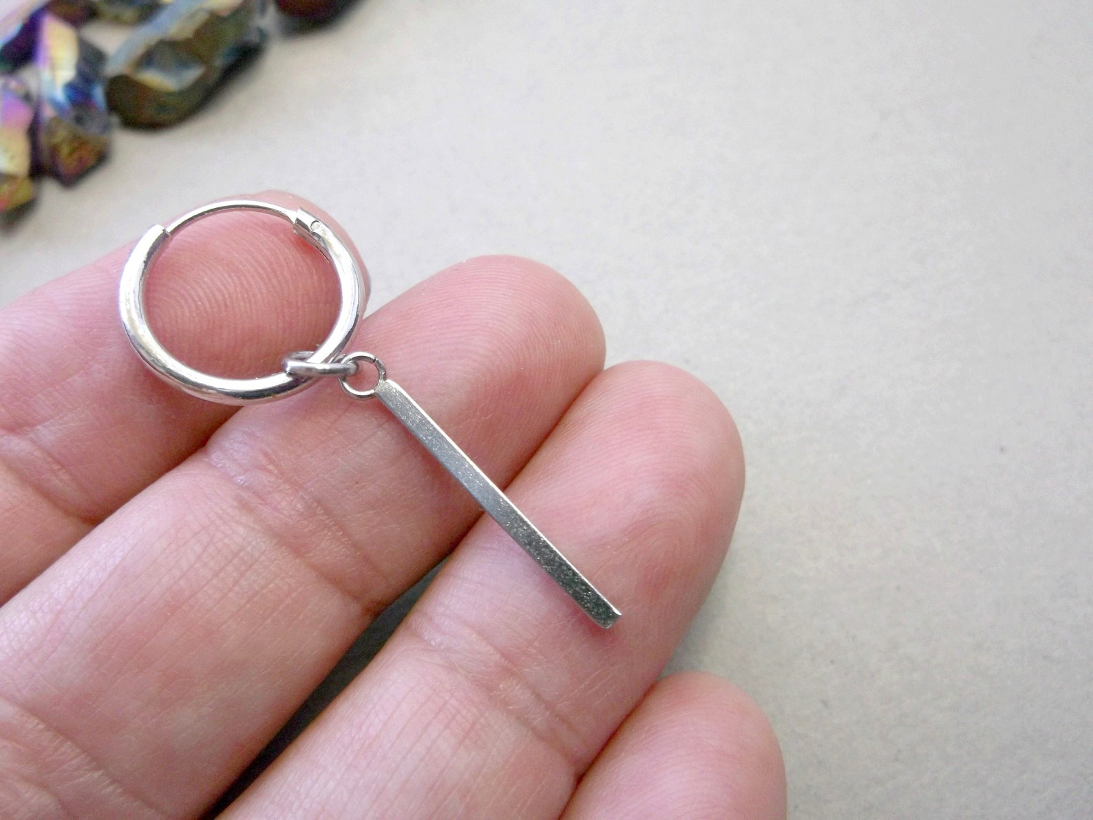 Silver Stick Dangle Stick Earring One Stick Earring Silver Bar | Etsy
