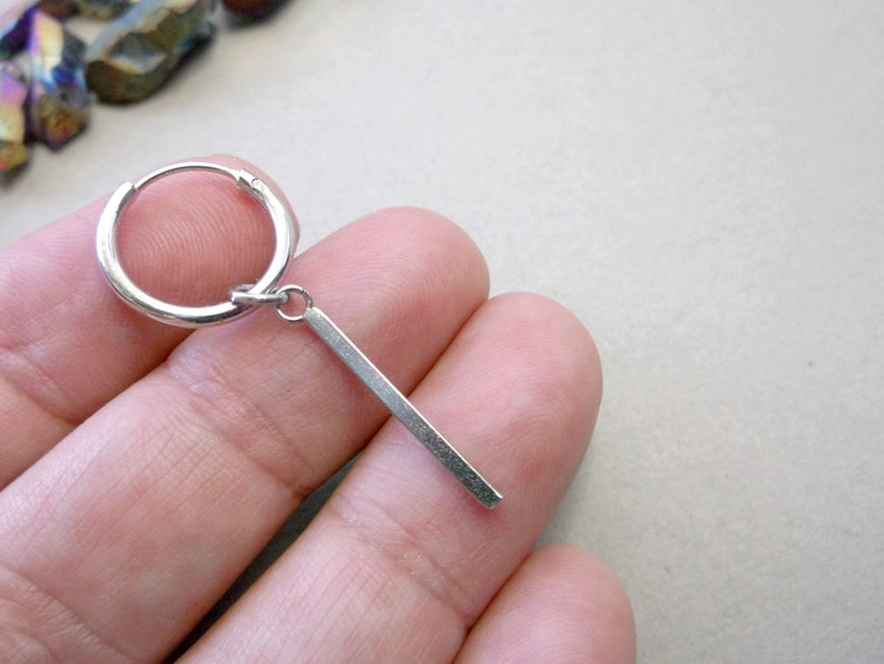 Silver Stick Dangle Stick Earring One Stick Earring Silver Bar | Etsy