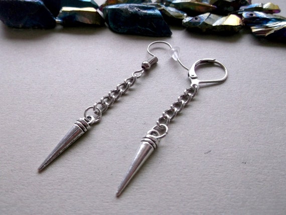 One spike dangle spike chain dangle long chain dangle long | Etsy