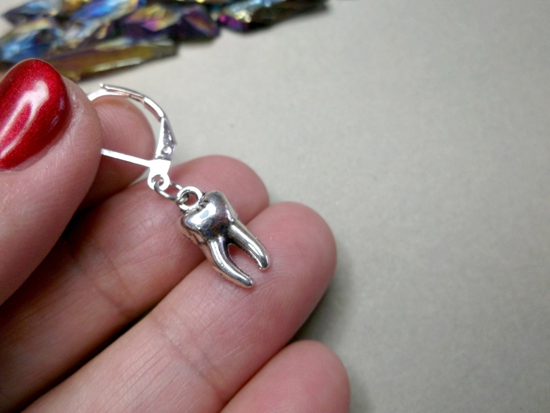Tooth Earring, Teeth Earring, Silver Tooth Dangle, One Tooth Earring ...