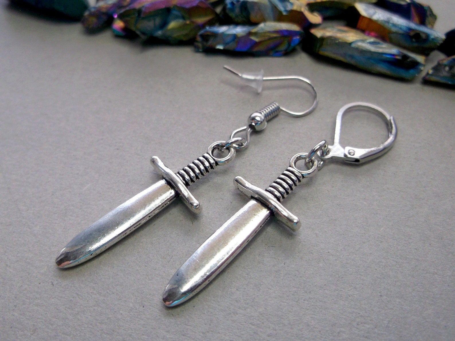 Single Sword Dangle Sword Earrings Men Sword Silver Sword Men Dagger ...