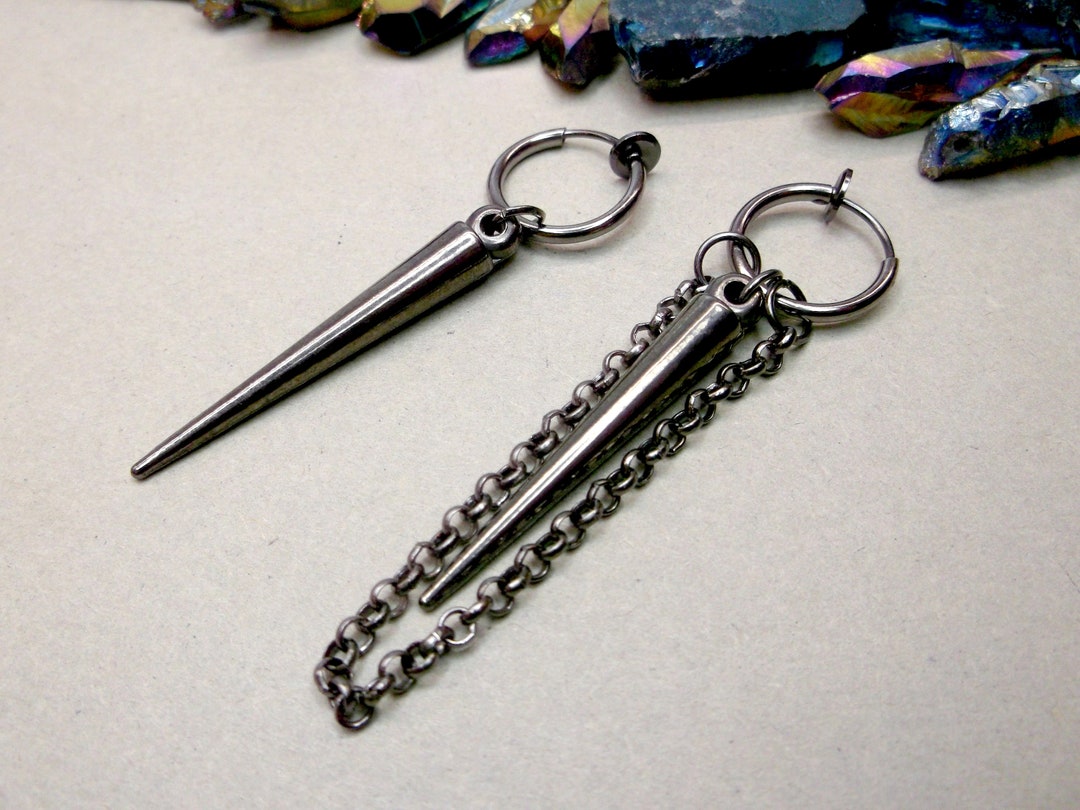 Acrylic Spike Clip-on Spike Clip-on Goth Spike, Non Pierced Gunmetal ...
