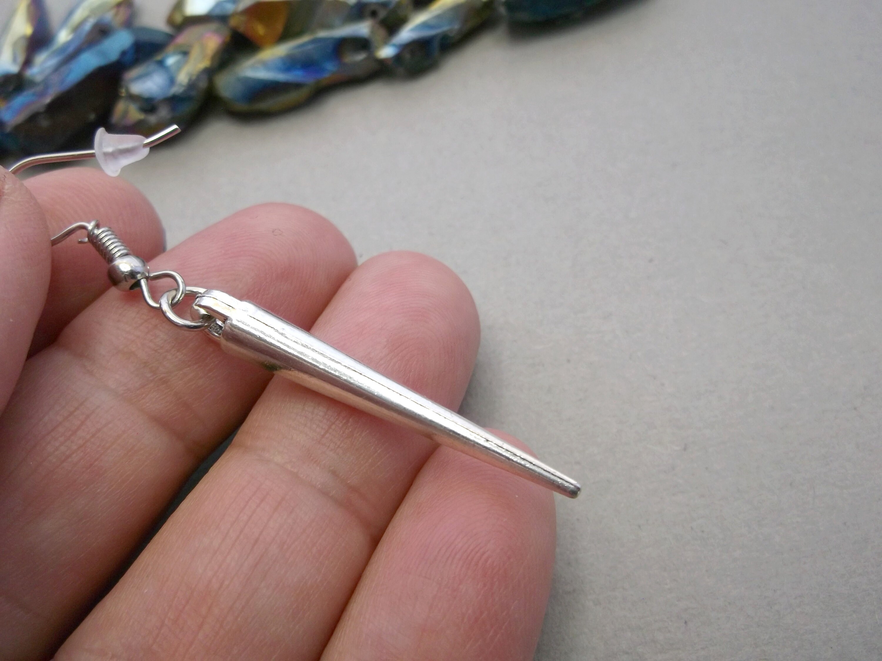 Silver Spike Dangle, Steel Spike Men, Spike Men Dangle, Little Gift ...