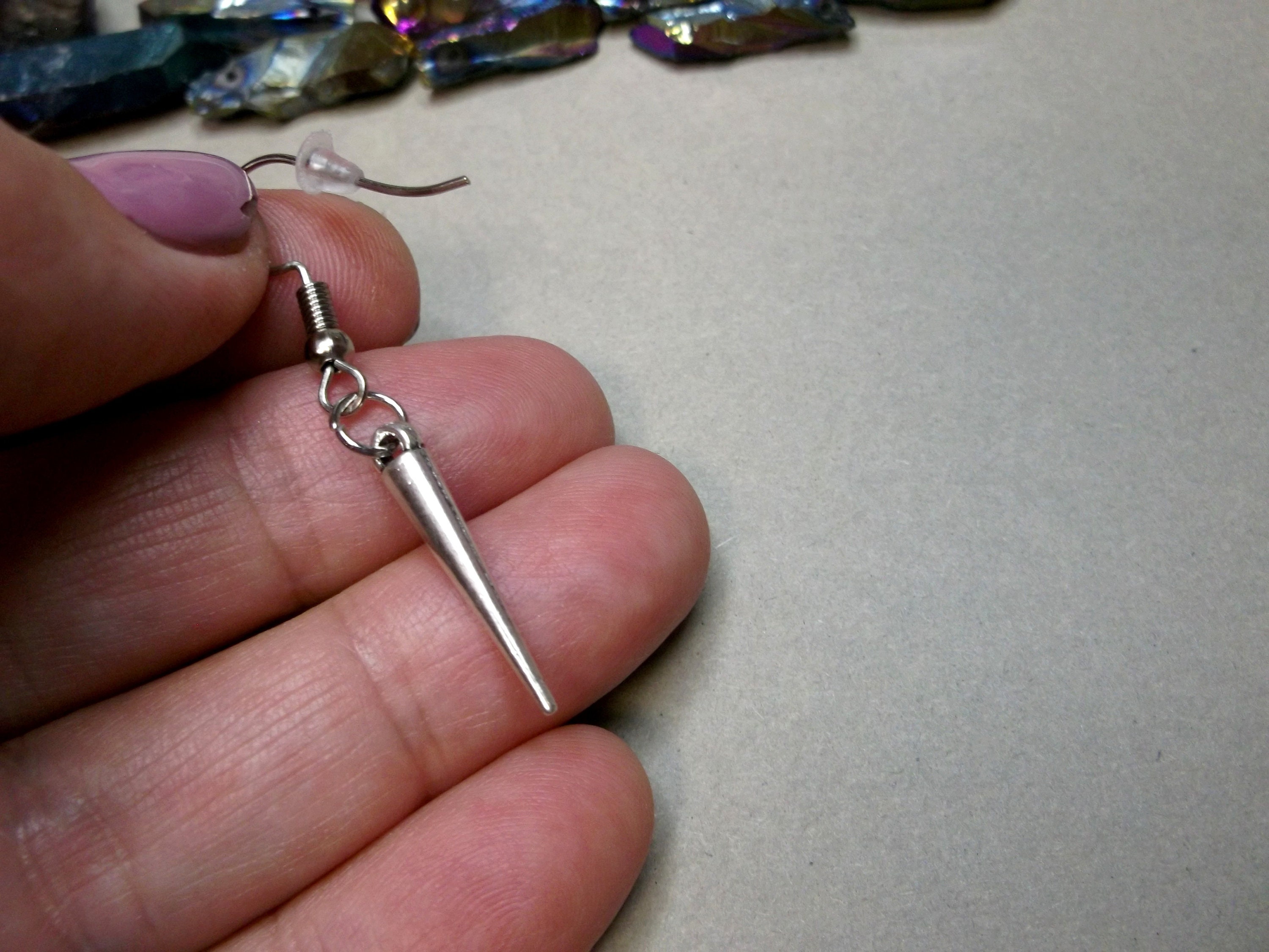 One Spike Dangle Spike Goth Short Spike Dangle Metal Spike - Etsy
