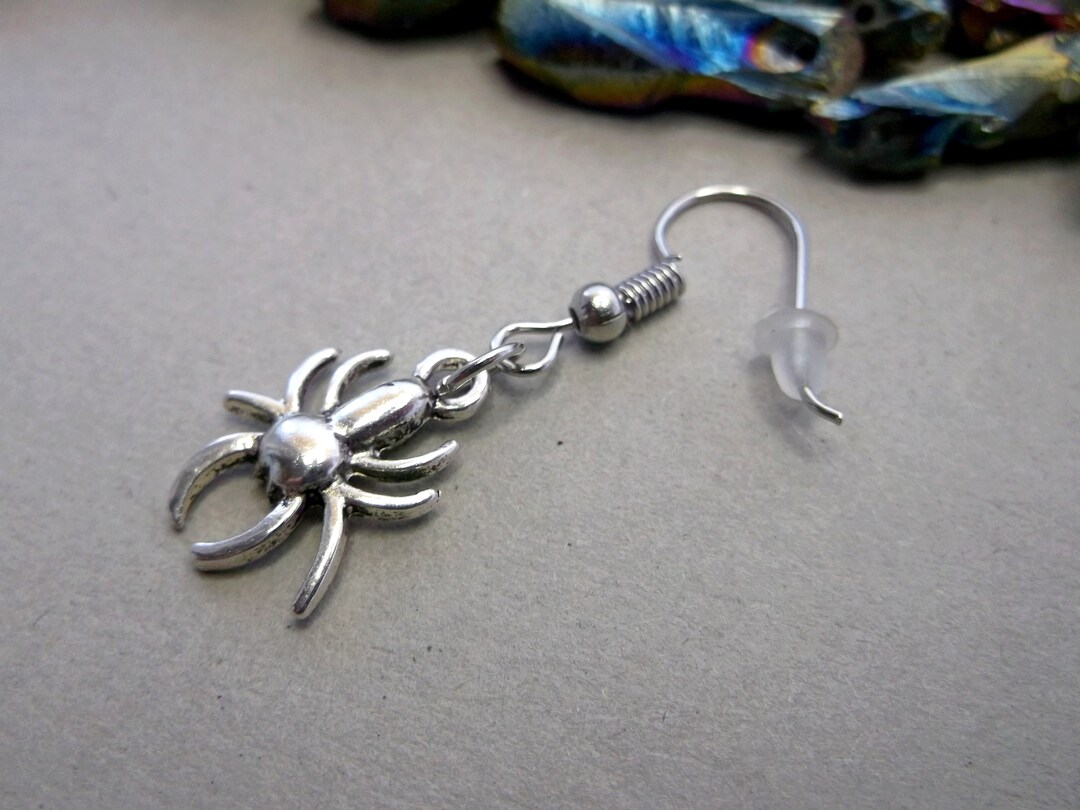 Single Spider Dangle, Spider Earring, Silver Spider Dangle, One Spider ...