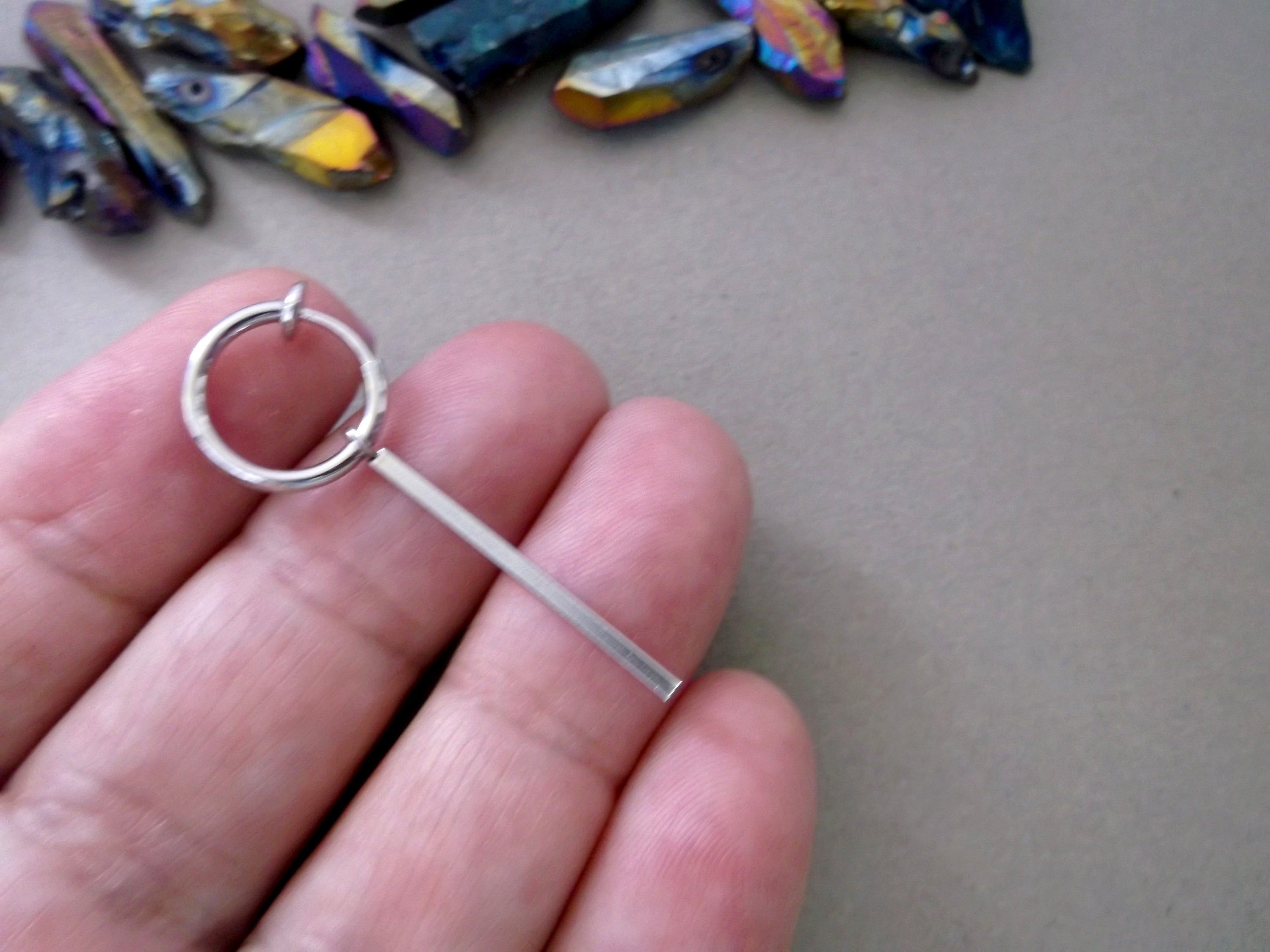 Long Clip-on Dangle Stick Earring One Stick Clip-on Silver Bar - Etsy