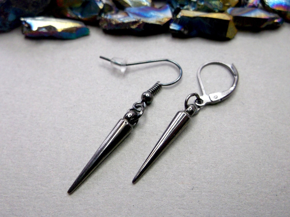 Gunmetal Color Spike One Spike Earring Spike Cone Earring - Etsy