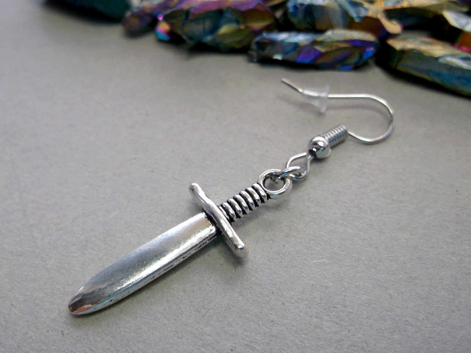 Single Sword Dangle Sword Earrings Men Sword Silver Sword Men Dagger ...