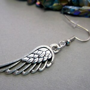 One Angel Wing Earring Metal Wing Earring Silver Wing Earring - Etsy