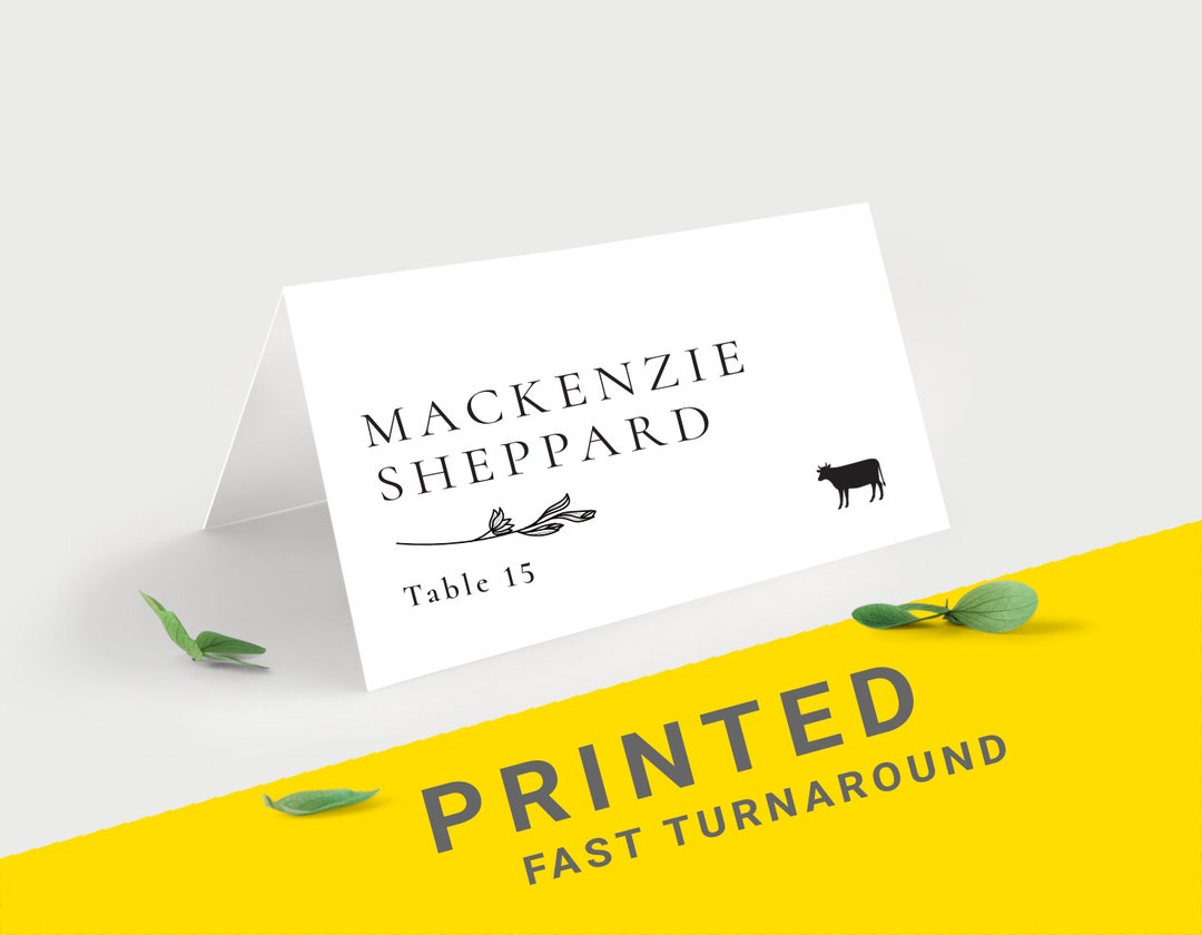 Rustic Place Cards Printed Seating Cards Folded Wedding Place Cards ...