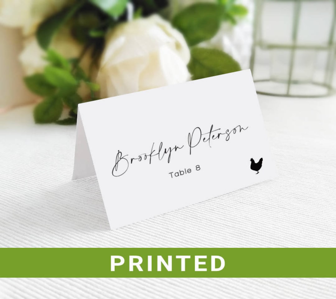 Table Name Tags With Meal Choice Icons Table Names Folded Guest Names ...