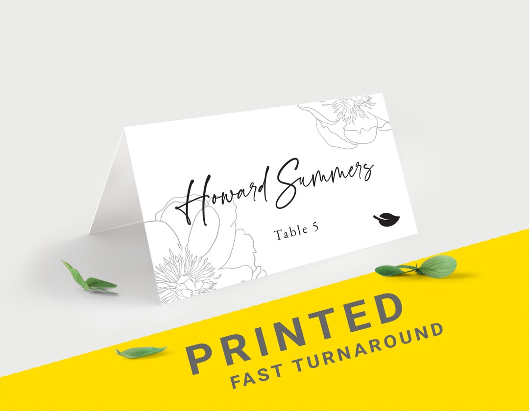 Silver Place Cards for Wedding, Printed Seating Name Cards Folded - Etsy