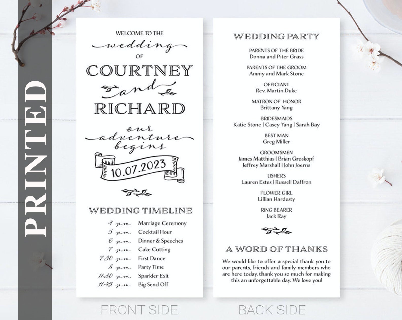 Wedding Programs Cheap Wedding Reception Timeline Simple Etsy