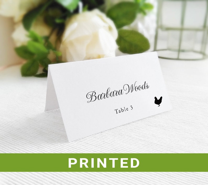 Classic Wedding Place Cards With Meal Choice | Table Name Cards ...
