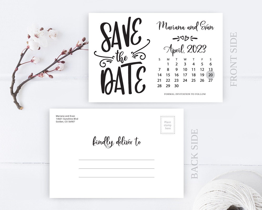 Save The Date Postcard Back Template
