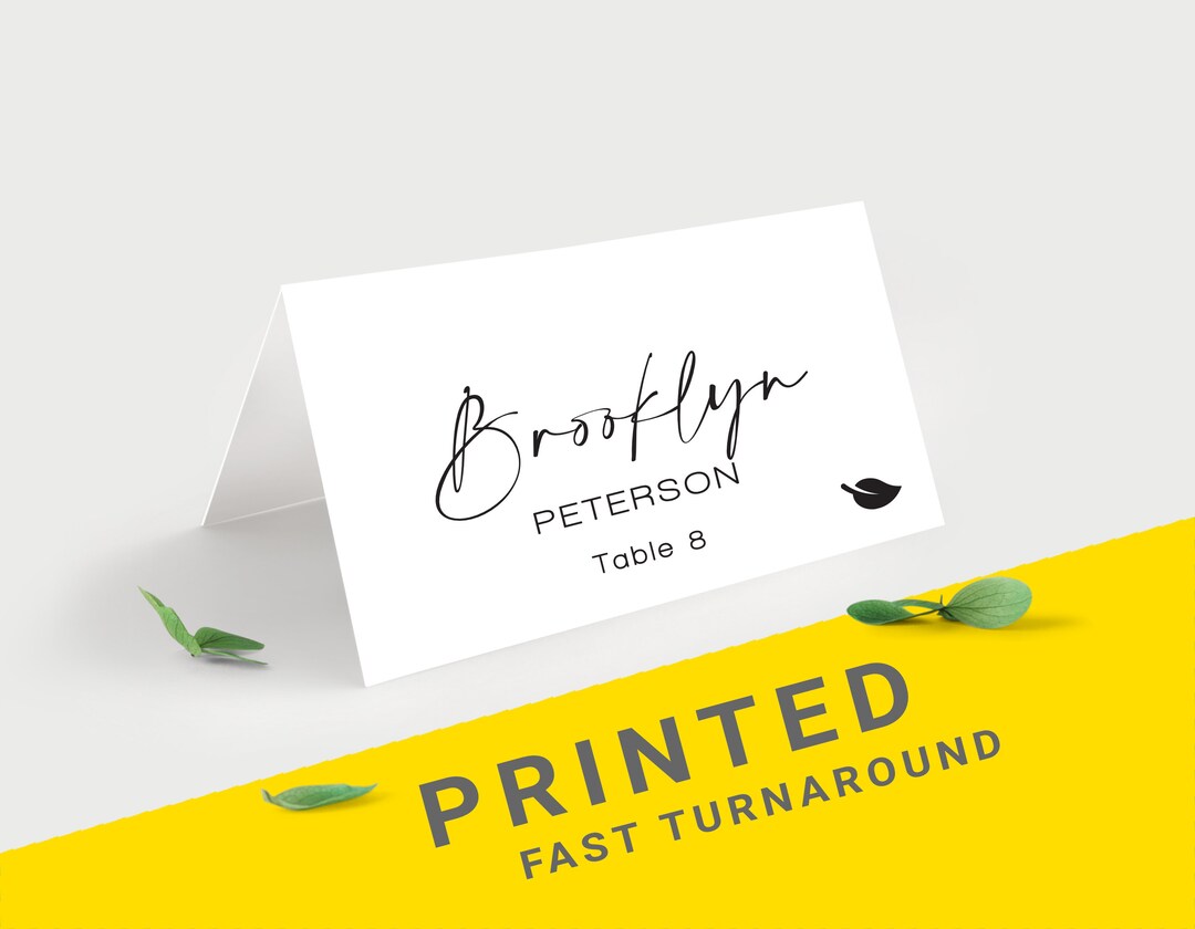 Custom Place Cards Wedding Name Tags With Food Icons Printed Seating ...