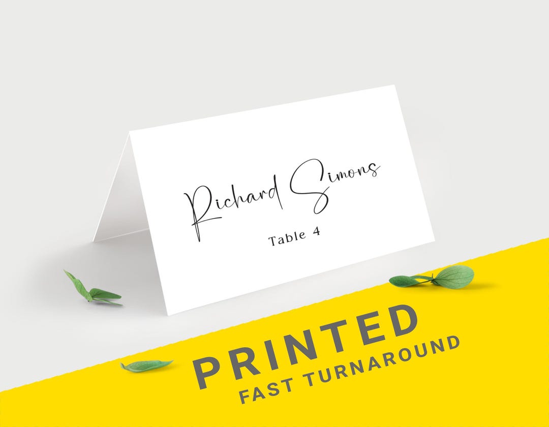 Wedding Place Cards With Meal Choice | Table Name Cards Folded | Custom ...