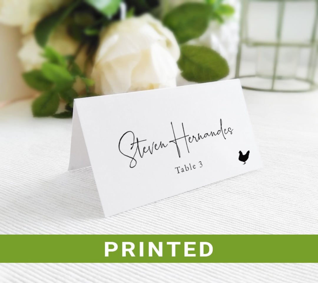 Classic Wedding Place Cards With Meal Choice | Table Name Cards ...