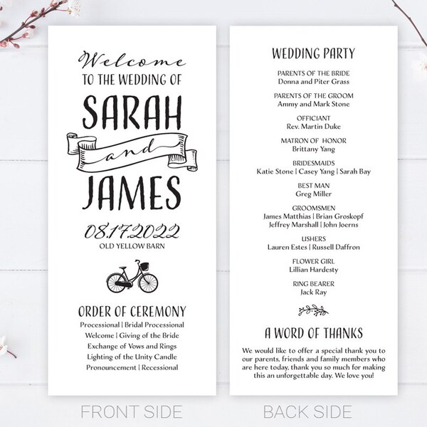 Rustic Wedding Program - Etsy