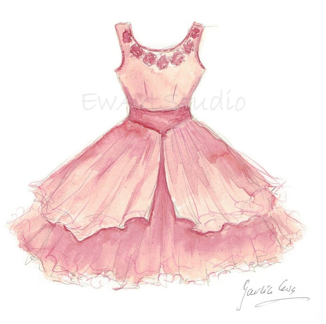 Pink Dress Art Print Pink Dress Digital Printable Pink - Etsy