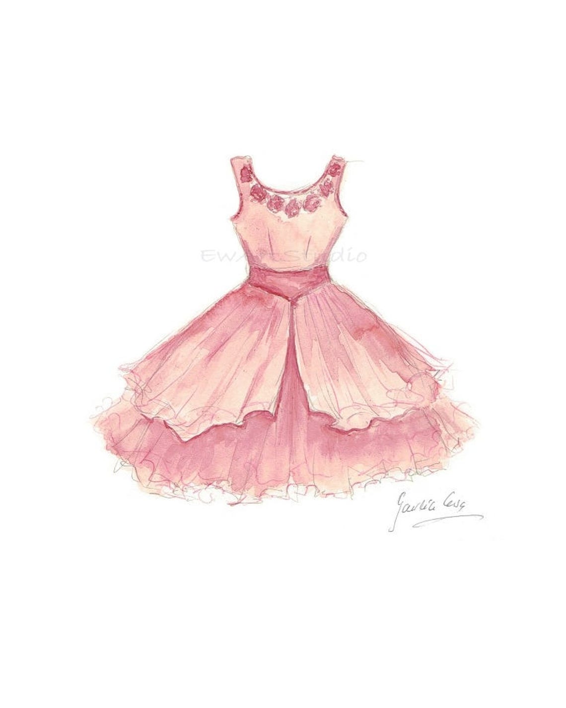 Pink Dress Art Print Pink Dress Digital Printable Pink - Etsy