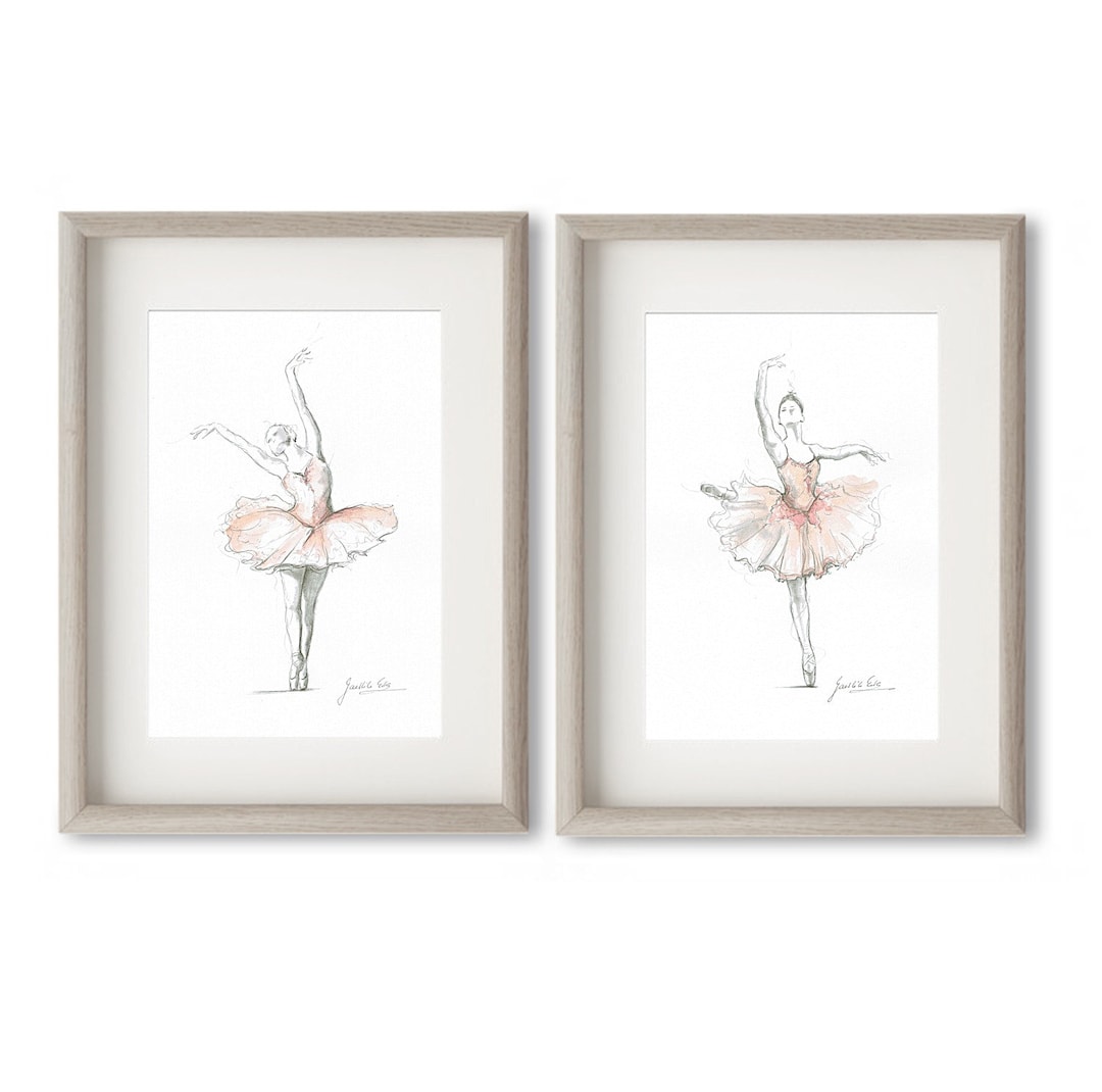 Set of 2 Prints, Ballerina Art, Pink Ballerina, Watercolor Ballet ...