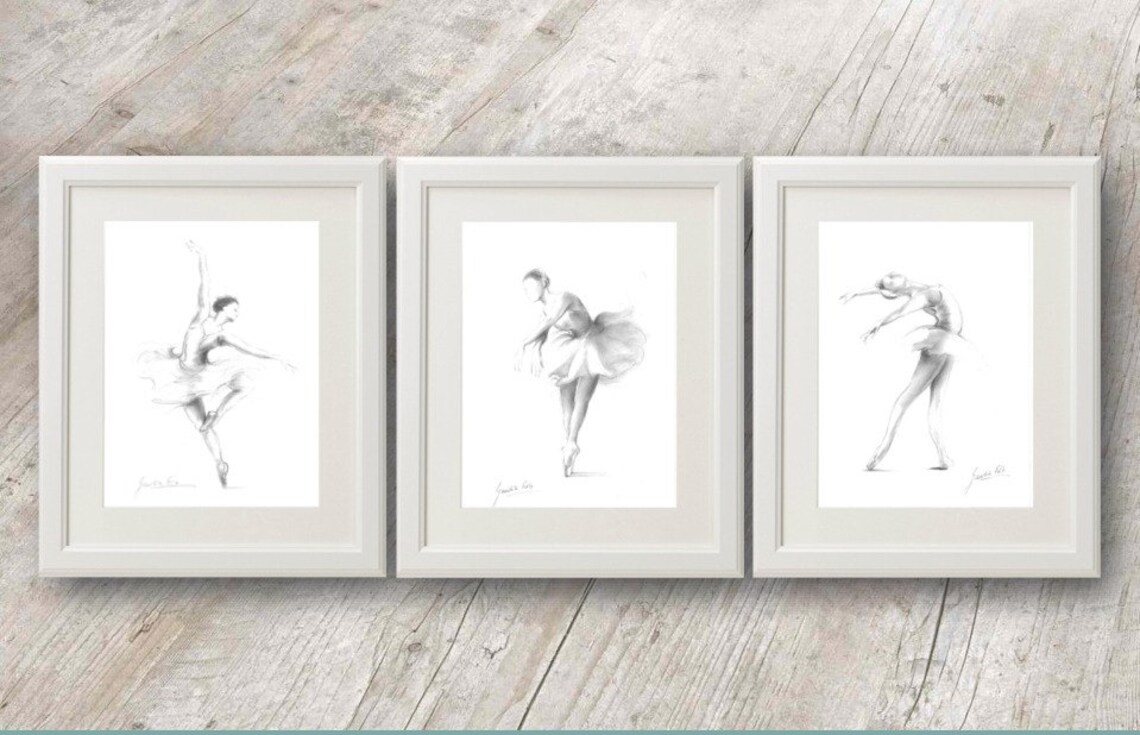 Set of 3 Ballerina, Ballerina Prints, Ballerina Sketch, Ballerina Art ...