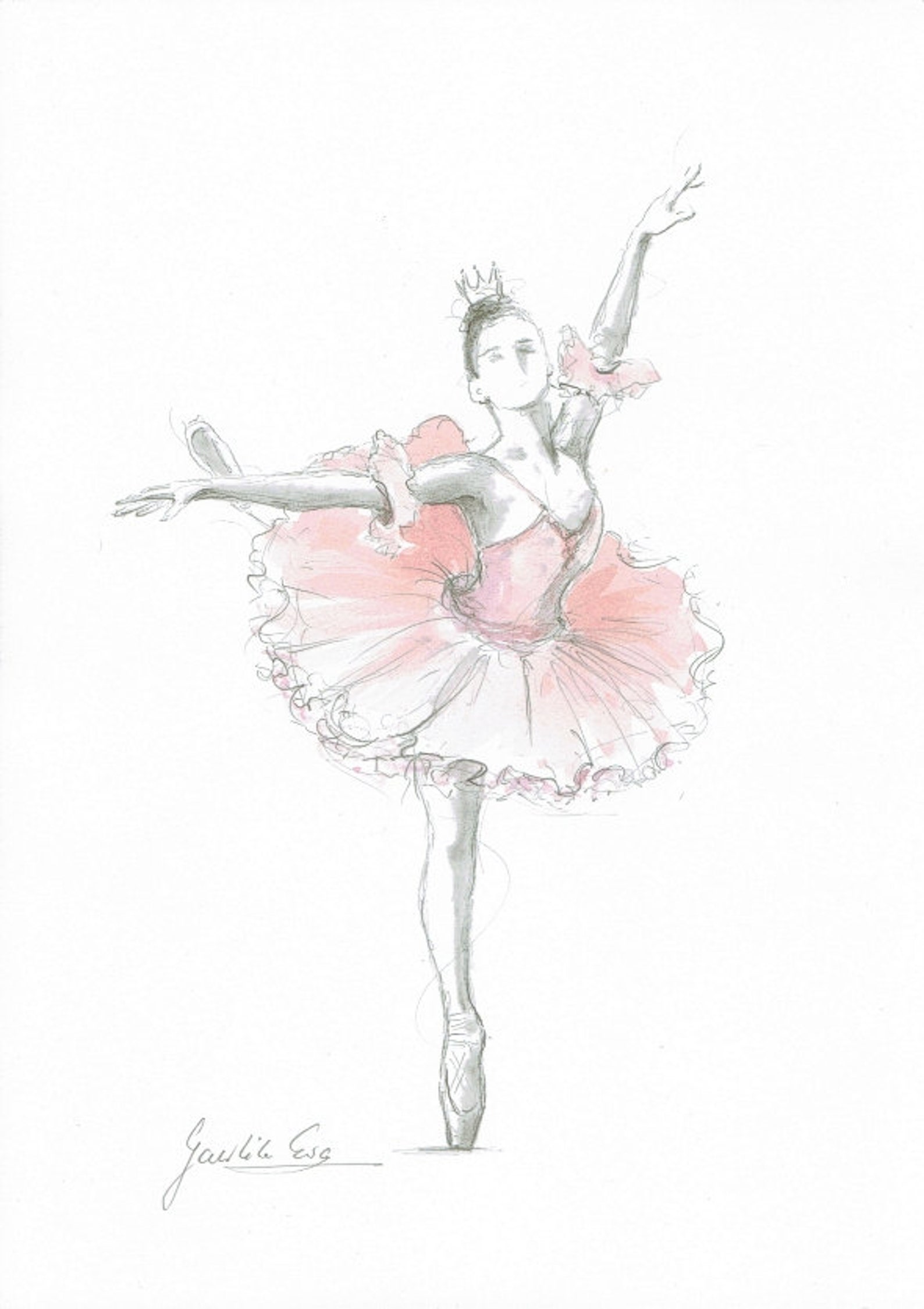 Set of 3 Prints Ballerina Art Pink Ballerina Watercolor - Etsy