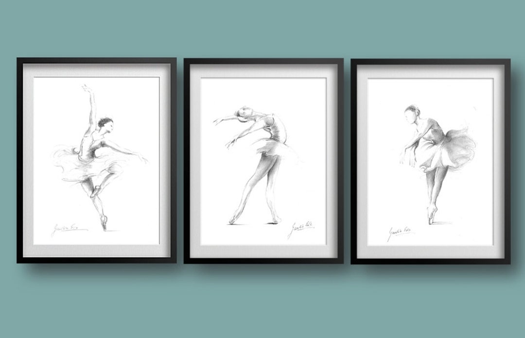Set of 3 Ballerina, Ballerina Prints, Ballerina Sketch, Ballerina Art ...