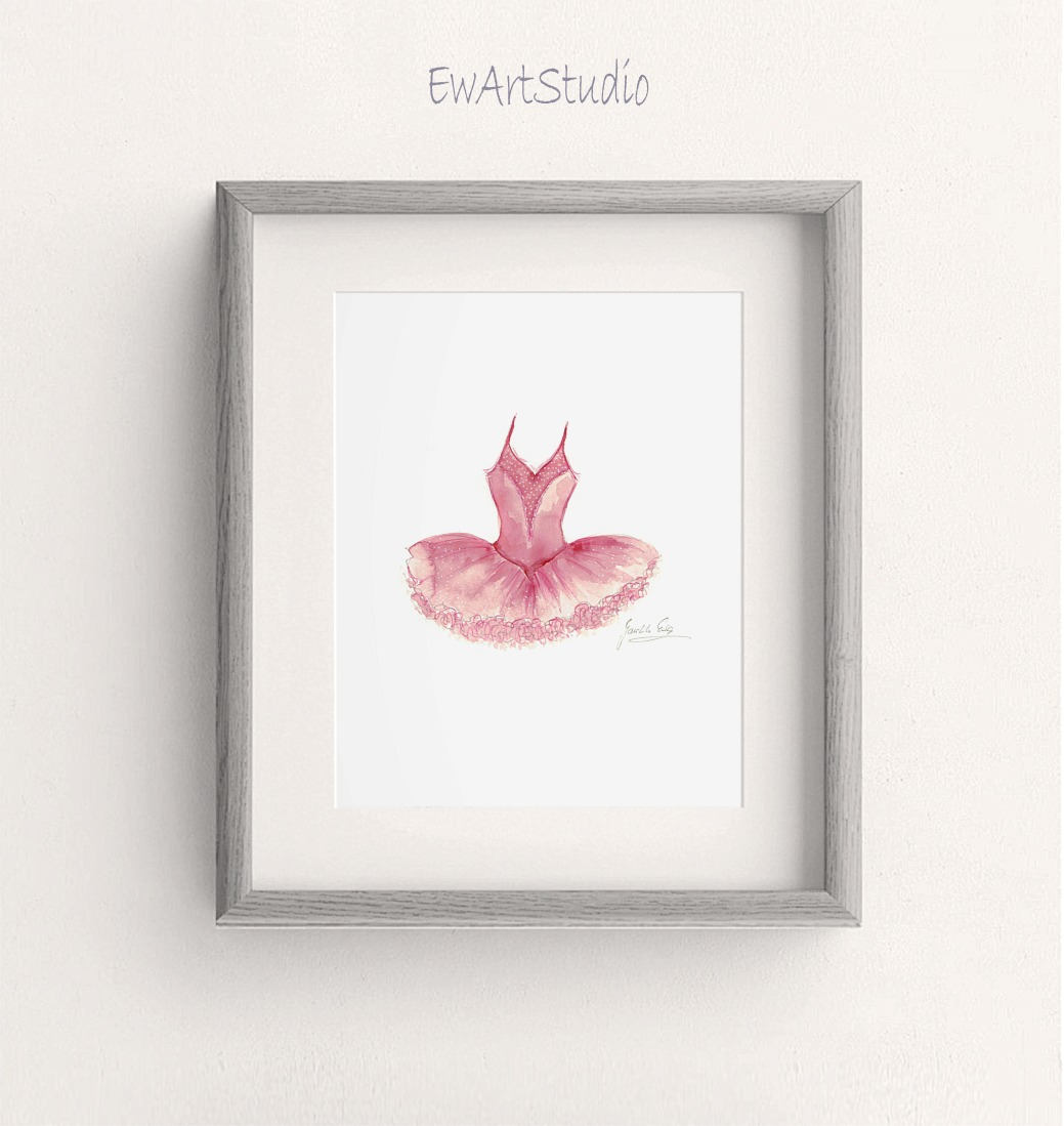 Pink Tutu Print, Pink Dress Print, Printable Pink Tutu, Nursery Wall ...