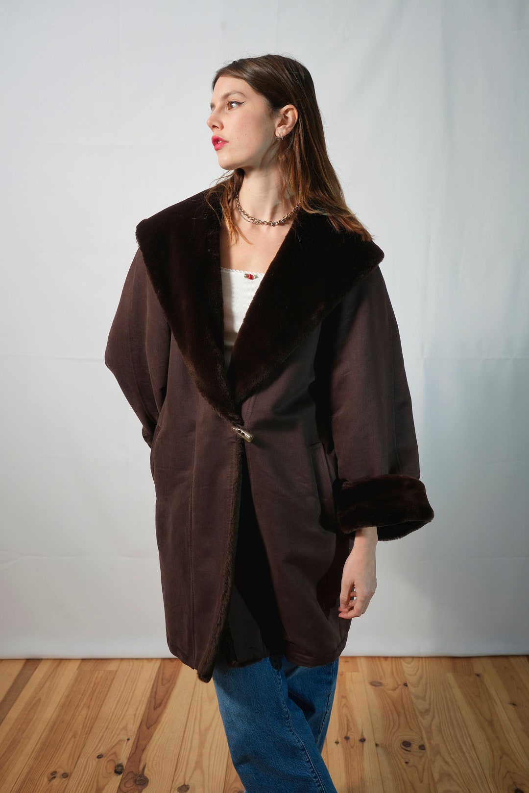 Gardenia Paris Vintage Mid-length Coat I Women's Brown Coat I Wide Coat ...