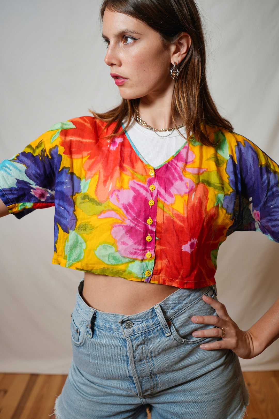 Vintage Crop Top Mohanjeet I Indian Designer I Colorful Crop Top I 100% ...