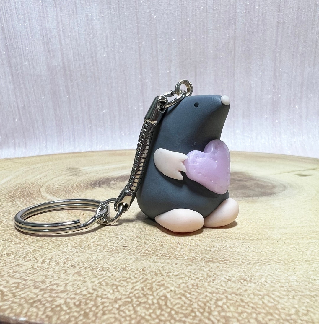 Monty the Mole Keyring With Little Heart, Super Cute, Novelty Gift ...