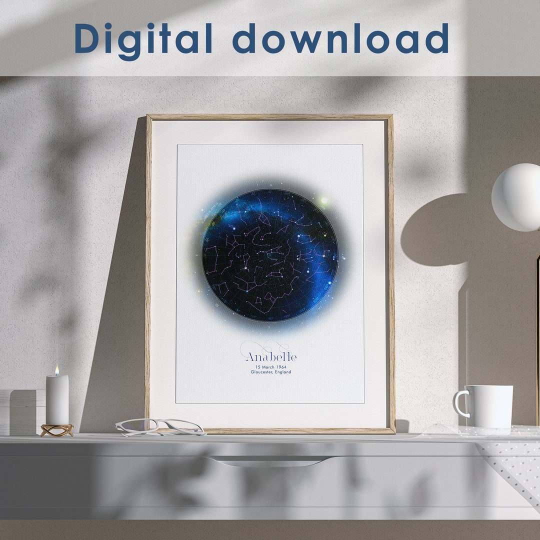 Custom Birthday Star Chart, Starry Night Sky Map Birthday Gift ...