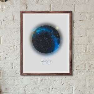 Custom Birthday Star Chart, Starry Night Sky Map Birthday Gift ...