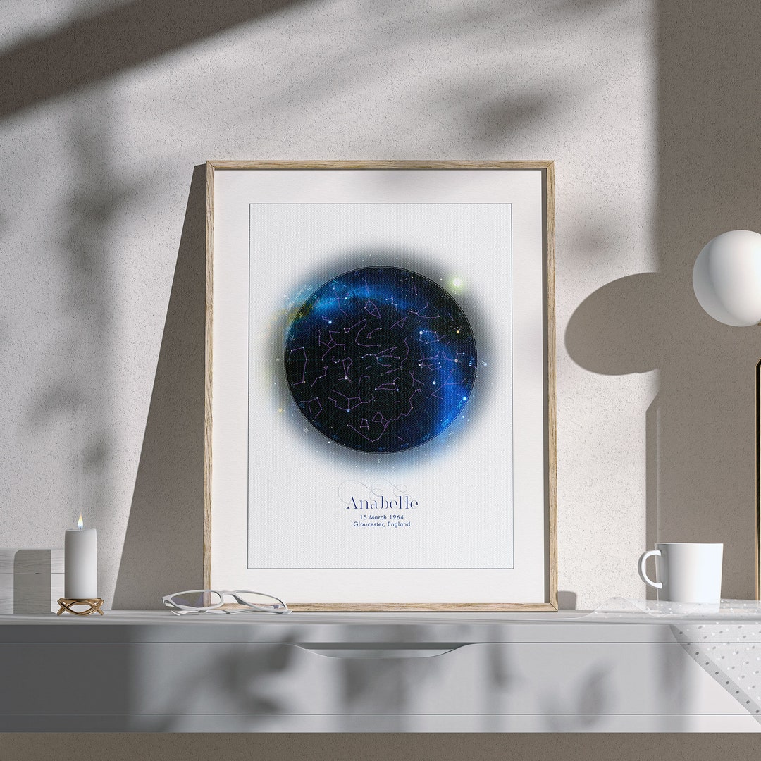 Custom Night Sky Star Map Birthday Gift, Personalised Star Map ...