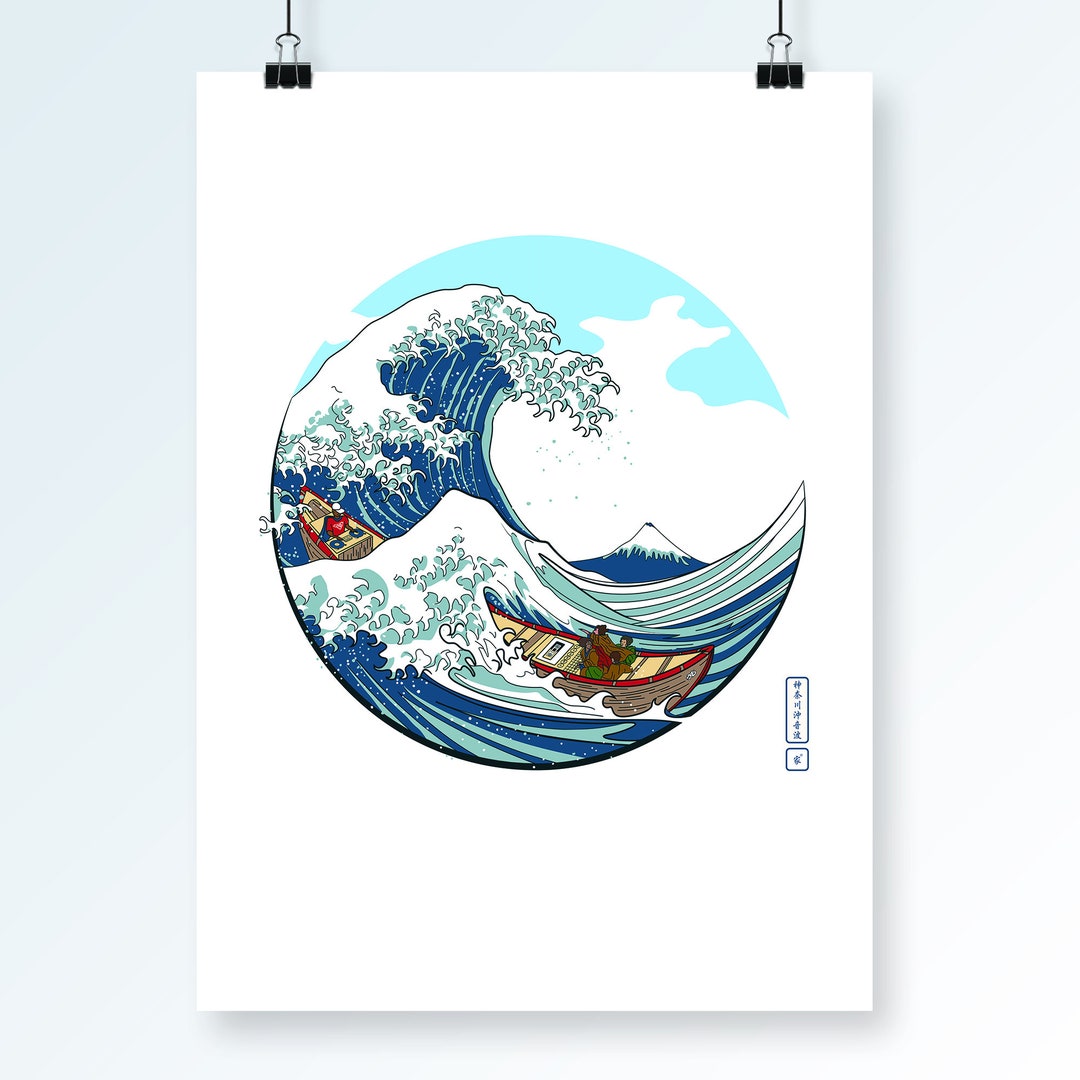 Hokusai Wave Art Print: Japanese Woodblock Style, Soundwave Design - Etsy