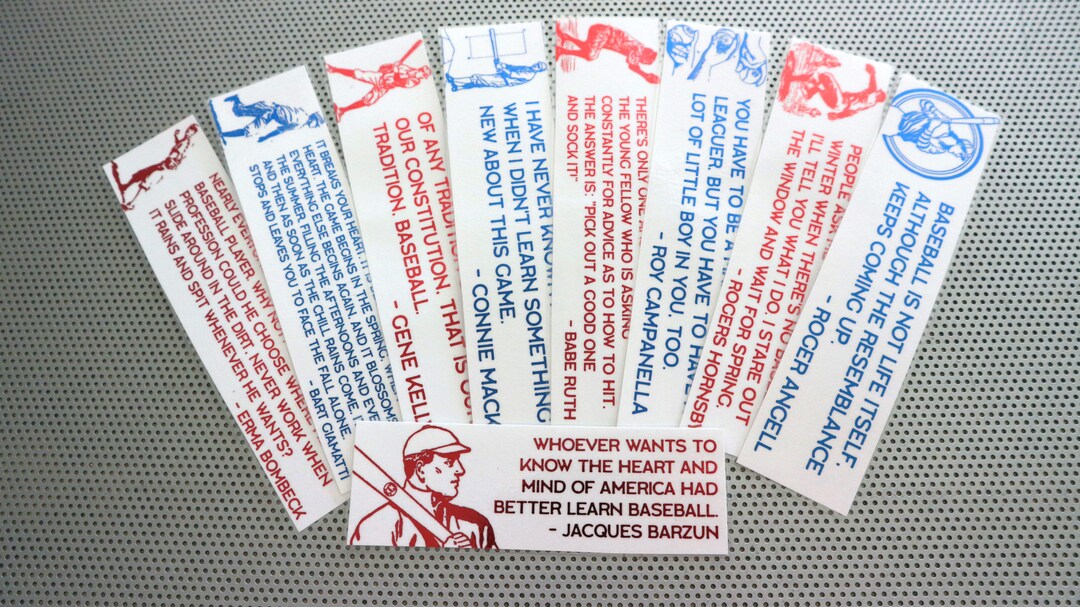 Baseball Bookmarks Set of 9 Handmade Quotes Book Marks Game Day History ...