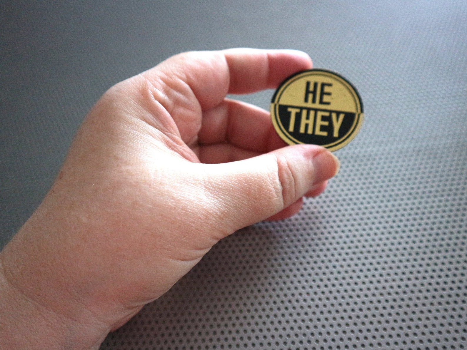 He They Pin. 1.5 Gender Pronoun Pin Badge . He/they Type Print Pinback ...