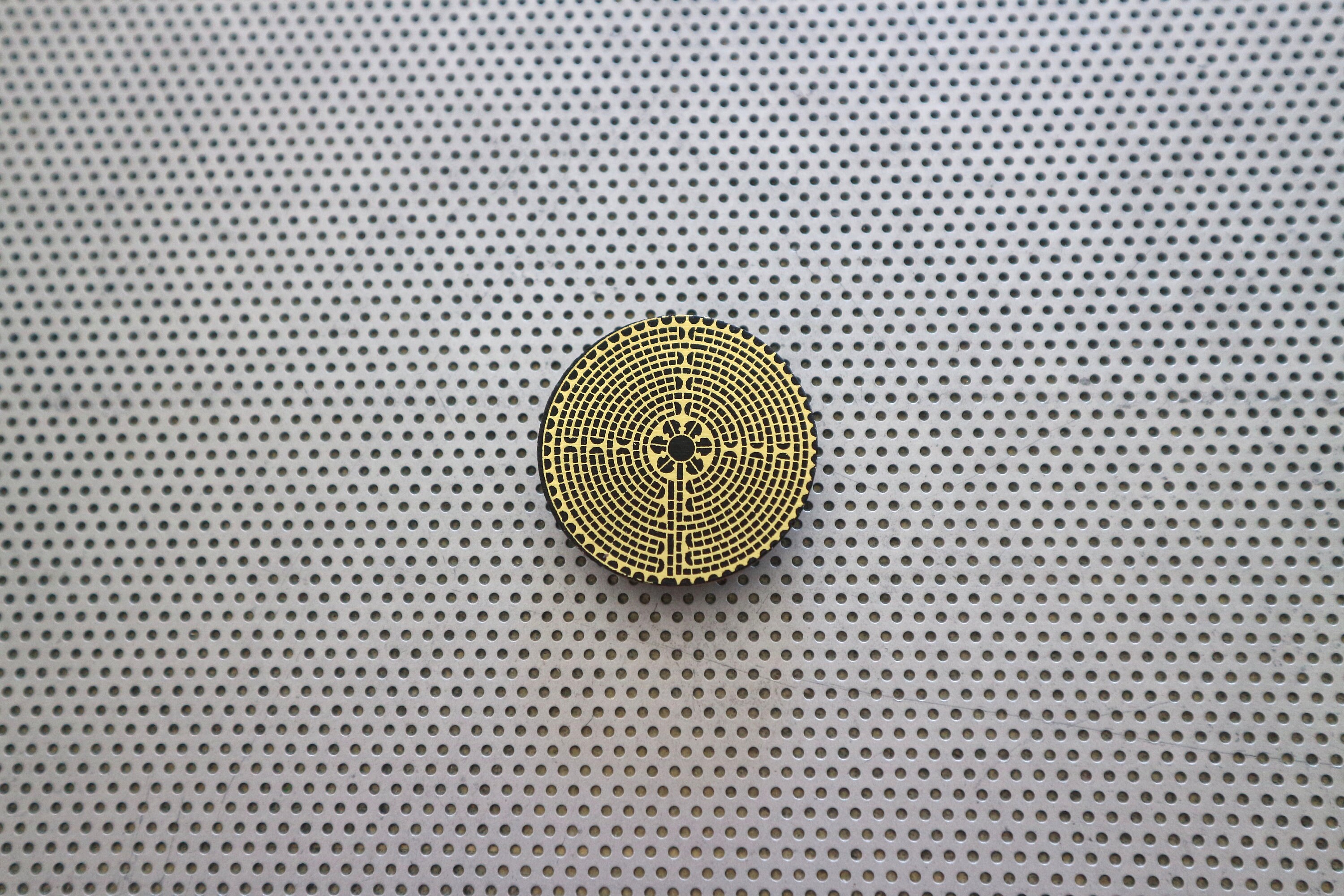 Labyrinth 1.5" Pin. Golden Handmade Art Pinback Badge Artwork Print ...