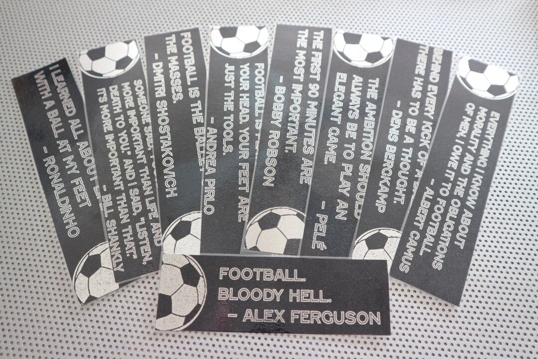 Soccer Bookmarks Set Nine Handmade Football Quotes Book Marks Silver ...