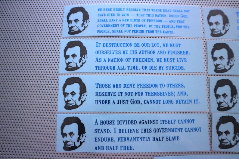 Abraham Lincoln Bookmarks Set of 9 Handmade American History - Etsy