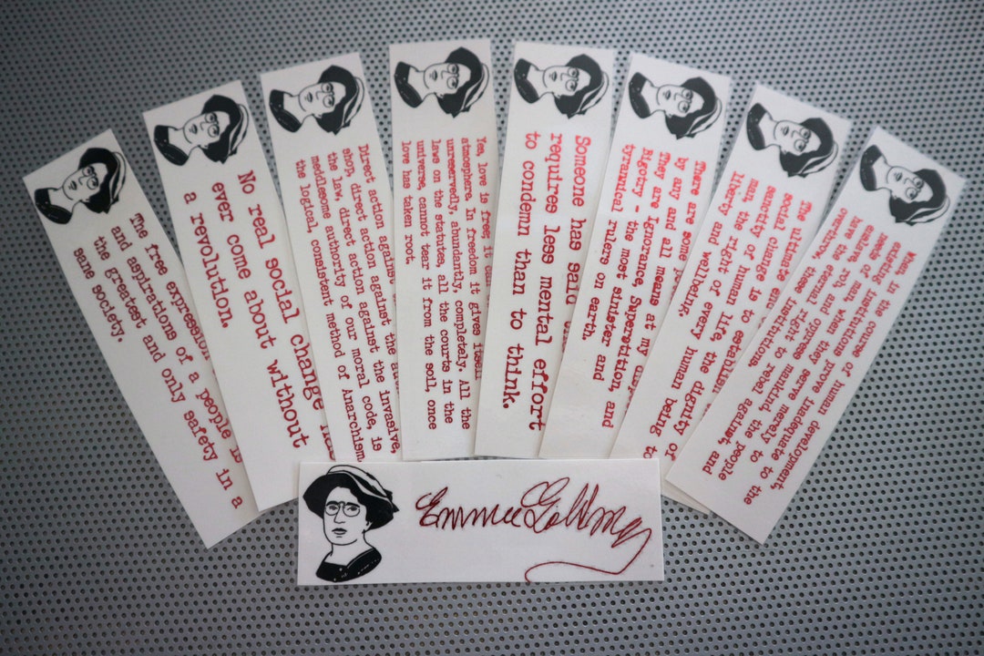 Emma Goldman Bookmarks Set of Nine Handmade Quote Book Marks Black Red ...