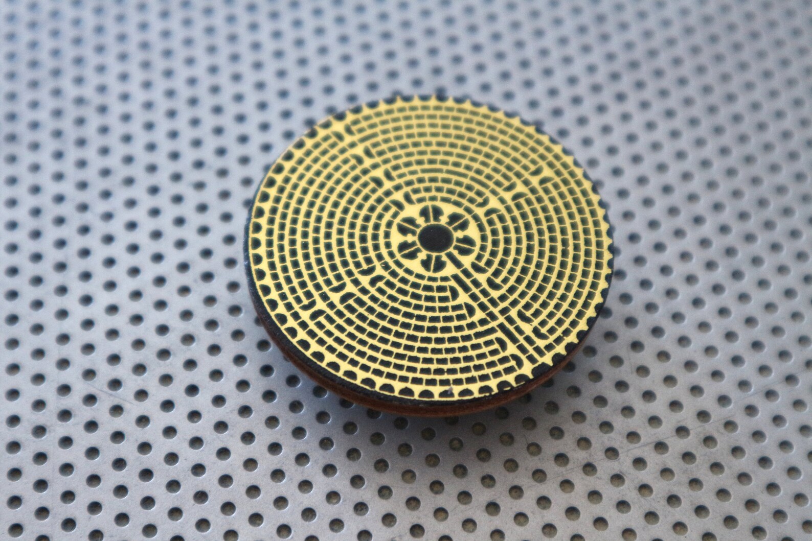 Labyrinth 1.5" Pin. Golden Handmade Art Pinback Badge Artwork Print ...