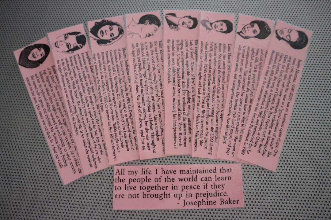 Black Women Singers Bookmarks Set of 9 Handmade History Biography ...