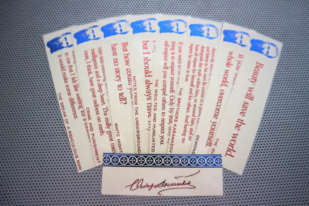 Dostoevsky Bookmarks Set of 9 Quotes Handmade Poetry Book Marks in Red ...