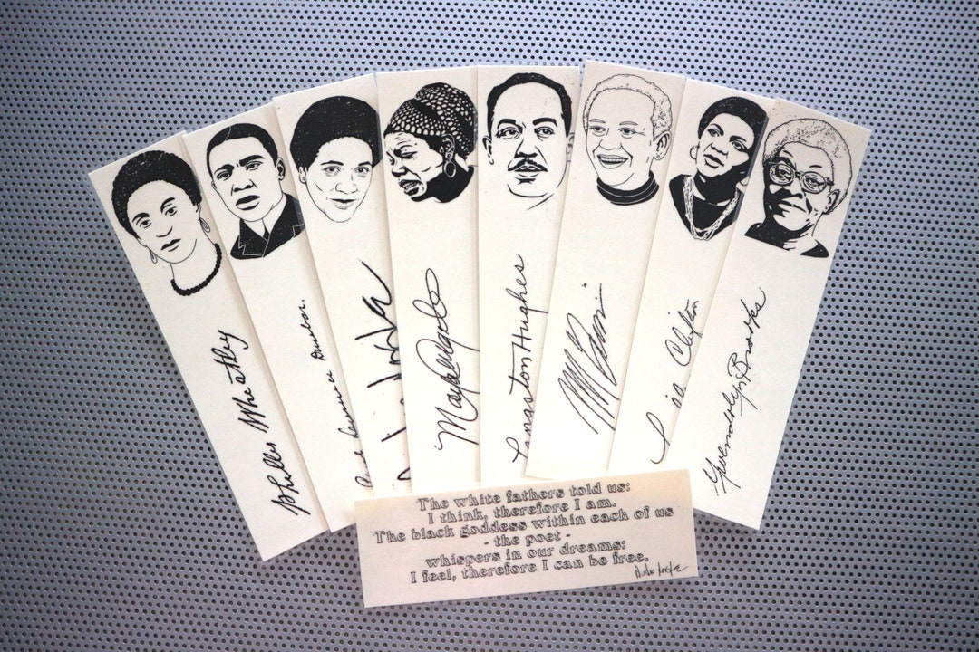 Black Poets Bookmarks / Set of 9 Handmade African American Portraits ...