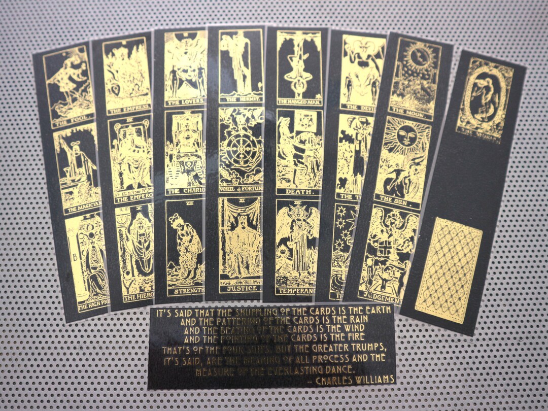 Tarot Bookmarks Set of 9 Handmade Cards Gold Foil on Black Mysticism ...