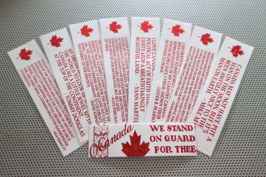 Canada Quotes Bookmarks Set of 9 Handmade Quote Book Marks Canadian Red ...