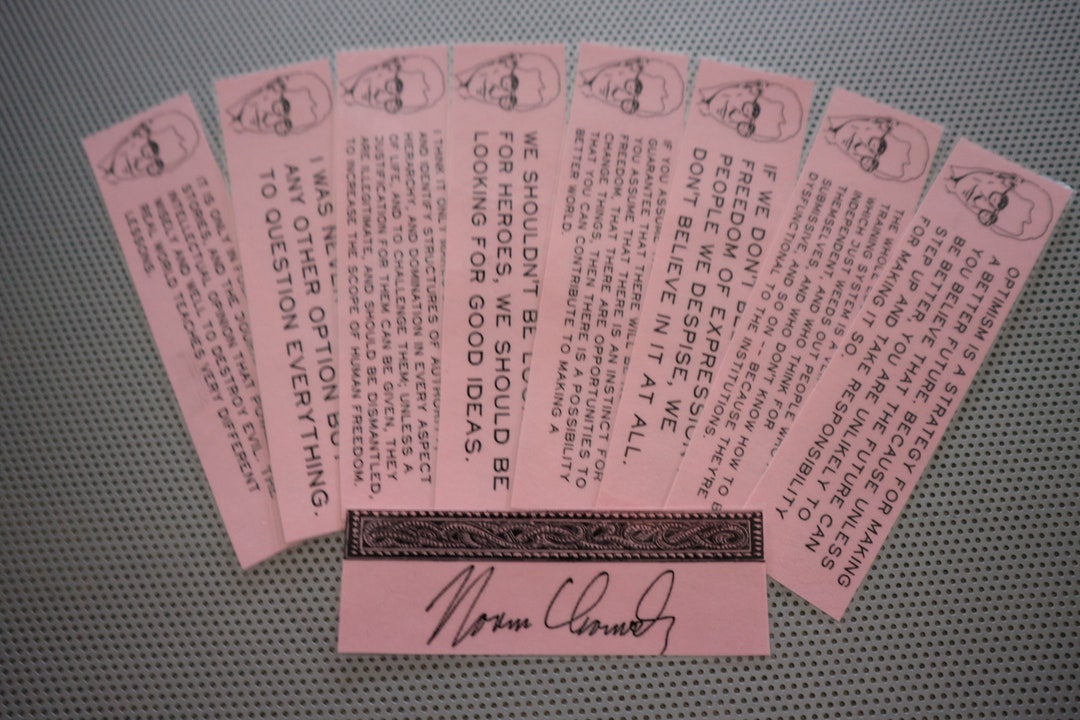 Noam Chomsky Bookmarks Set of Nine Handmade Quote Book Marks Pink Black ...